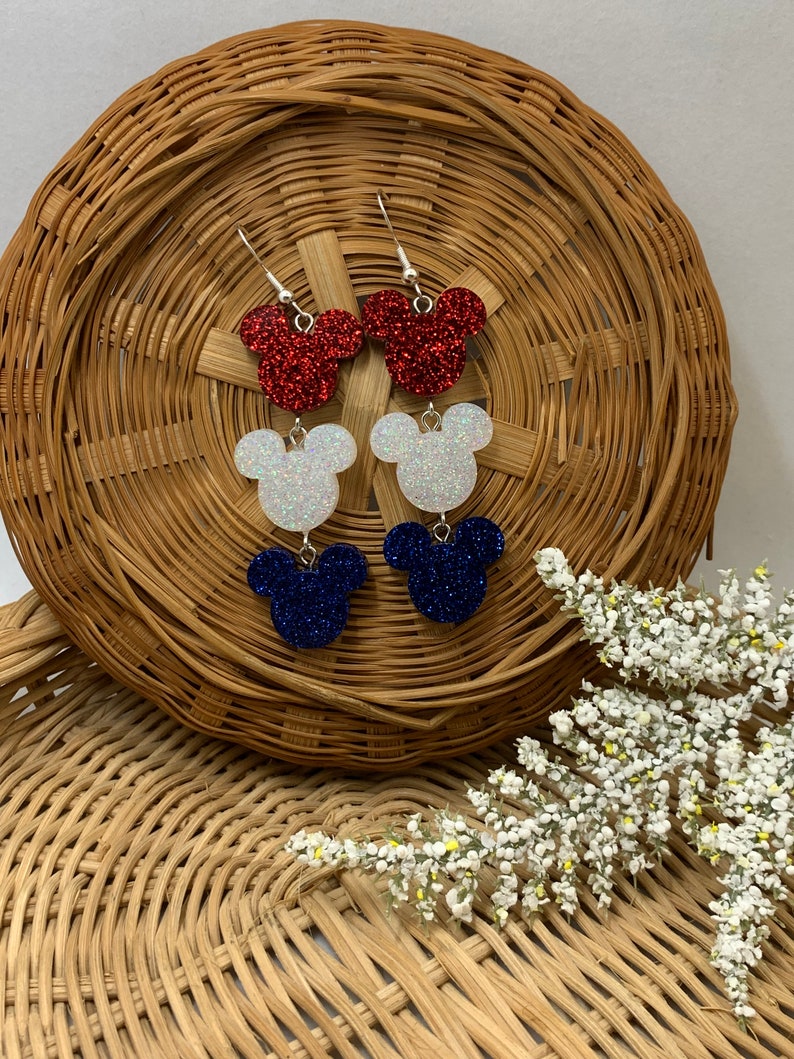 Mickey Red White Blue American Flag Inspired Tiered Dangle - Etsy