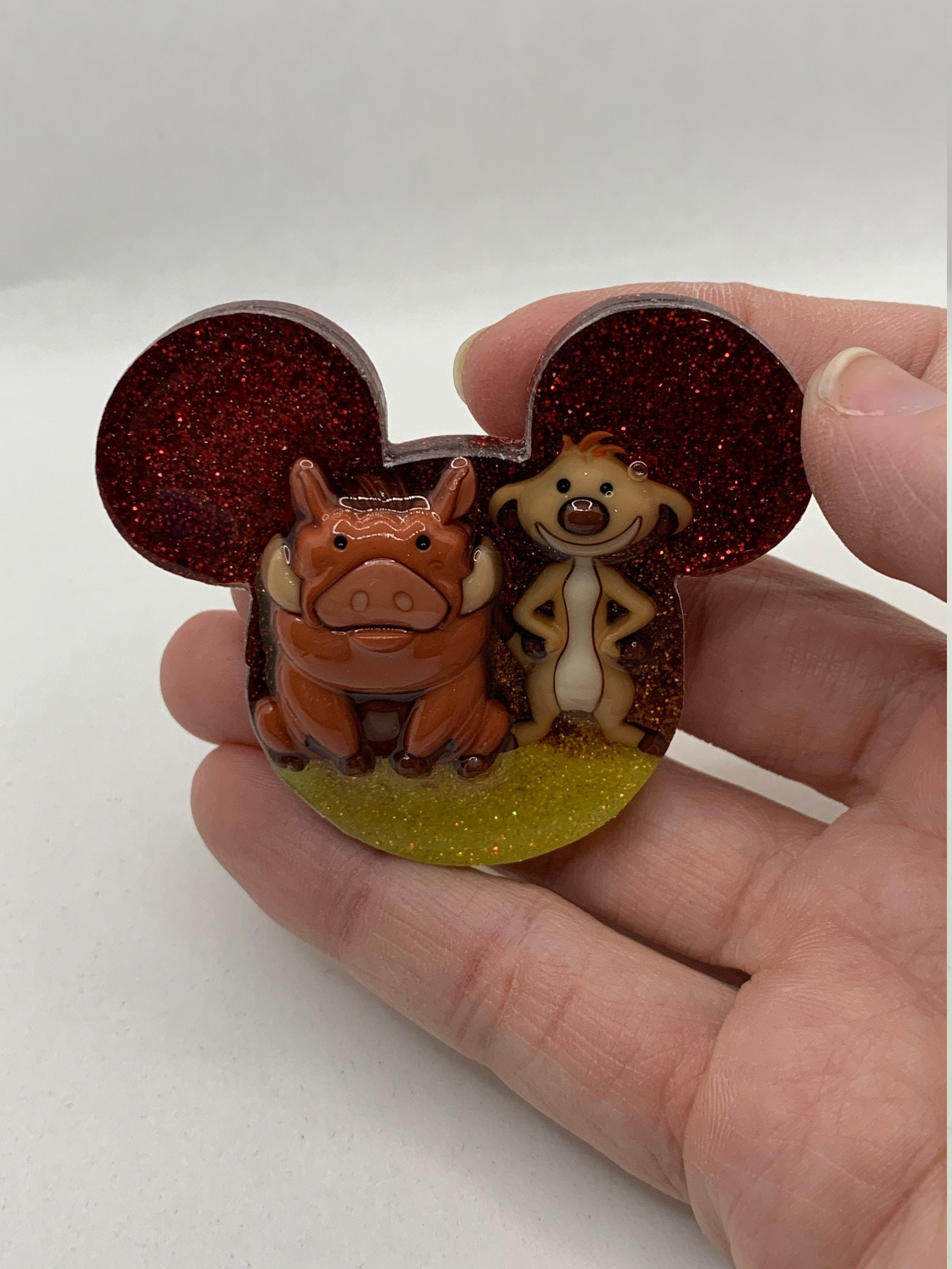 Timon and Pumbaa Inspired Mouse Ears Sparkly Phone Grip Magnet - Etsy