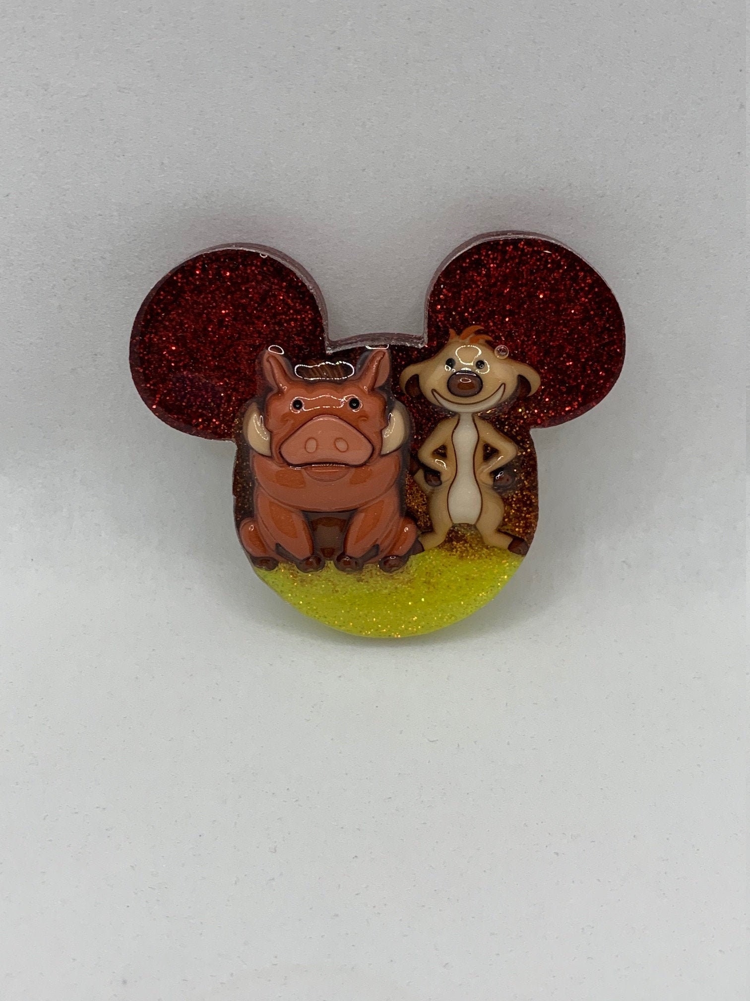 Timon and Pumbaa Inspired Mouse Ears Sparkly Phone Grip Magnet Hair ...