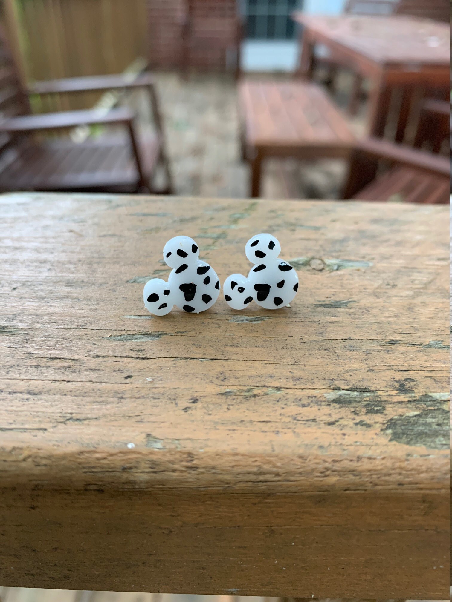 Dalmation Inspired Mouse Ears Stud Earrings - Etsy