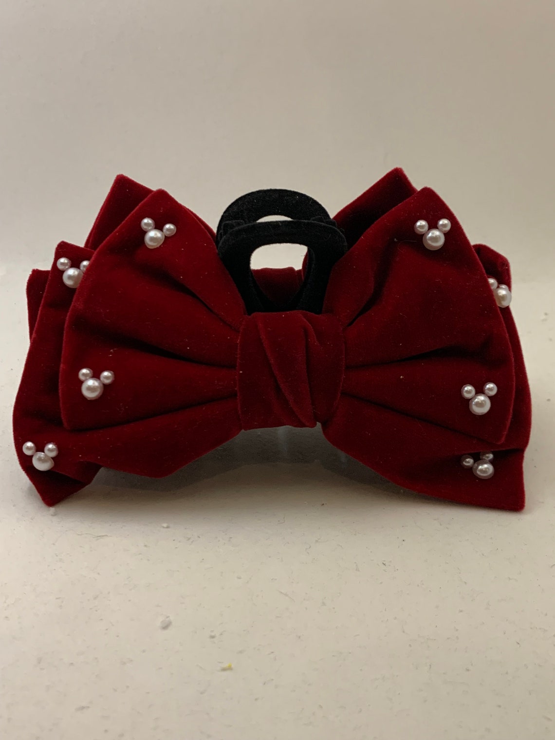 Velvet and Satin Claw Hair Clip Mickey Mouse Head Pearls - Etsy