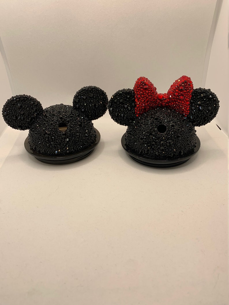 Rhinestone Bling Mickey and Minnie Mouse Tumbler Lids Fits Starbucks ...