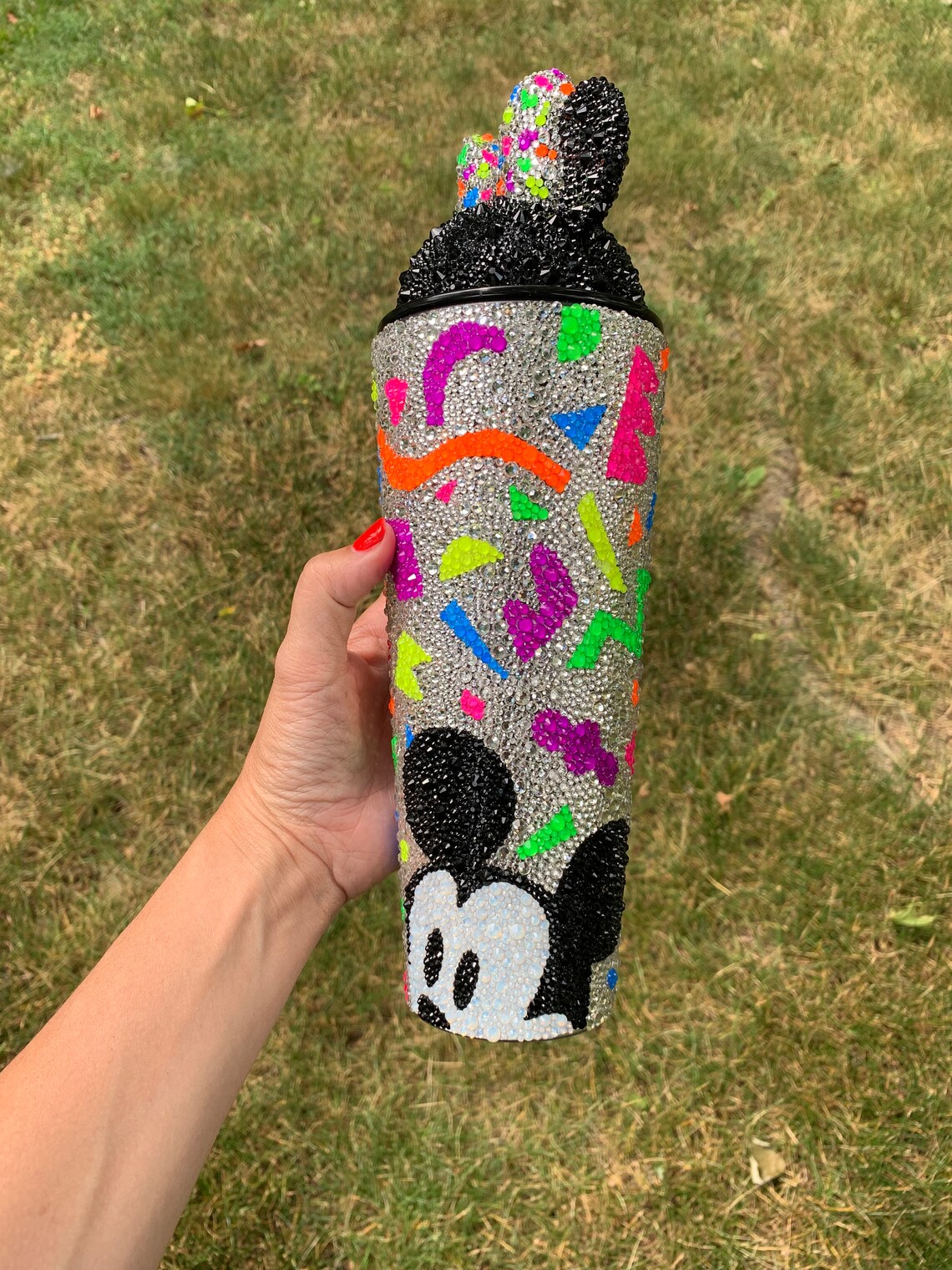 Neon Mickey Floating Glitter Confetti Starbucks 24 Oz. Double Walled ...