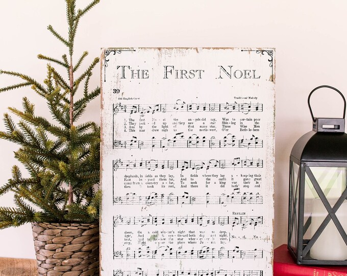 The First Noel Antique Hymn Sign Wood Sign Christmas Hymn Vintage Sign ...