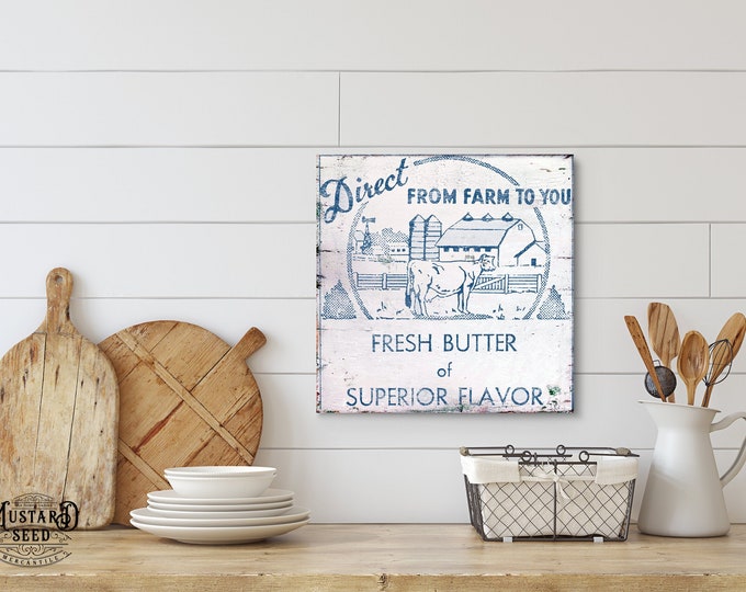 Butter Sign Creamery Sign Small Kitchen Sign Old Advertisement Country ...