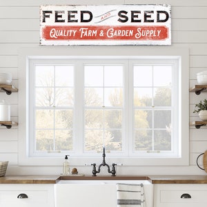 Feed and Seed Sign Long Farmhouse sign Primitive Signs | Etsy