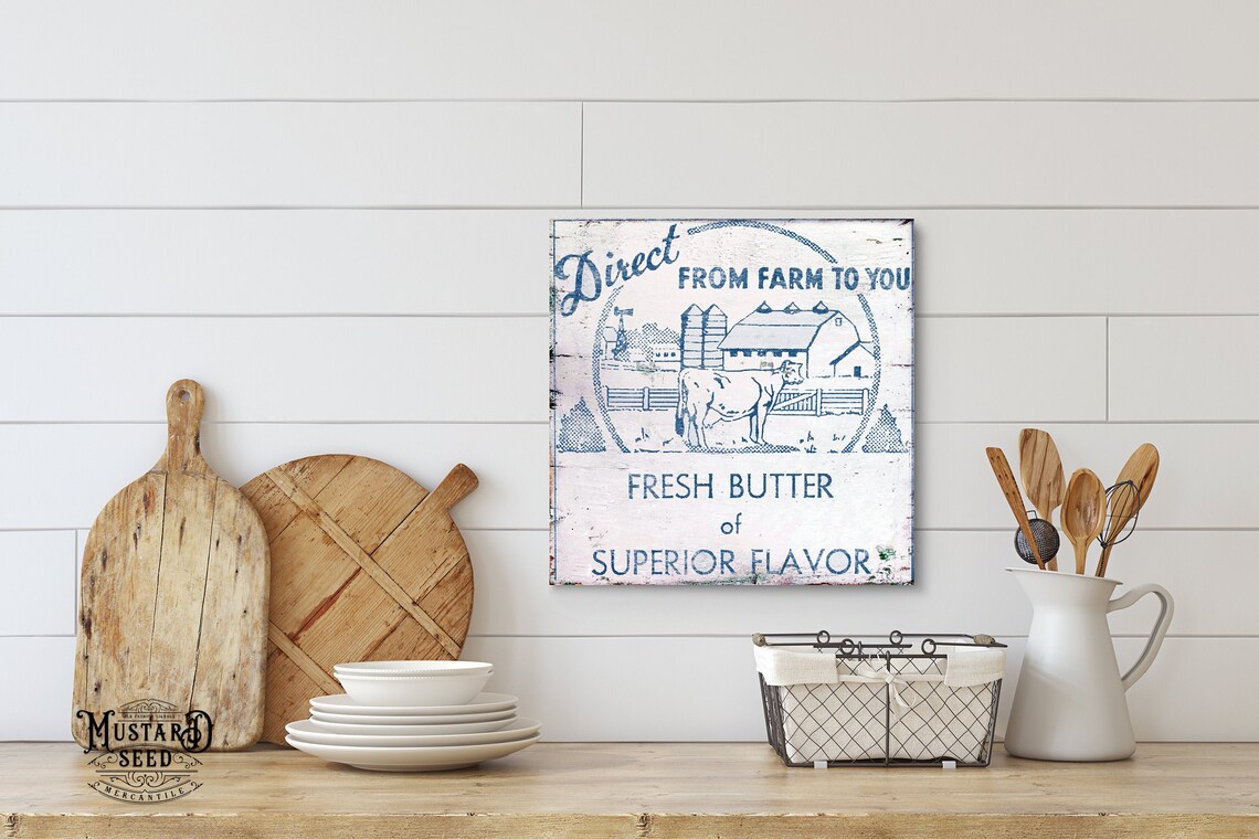 Butter Sign Creamery Sign Small Kitchen Sign Old | Etsy