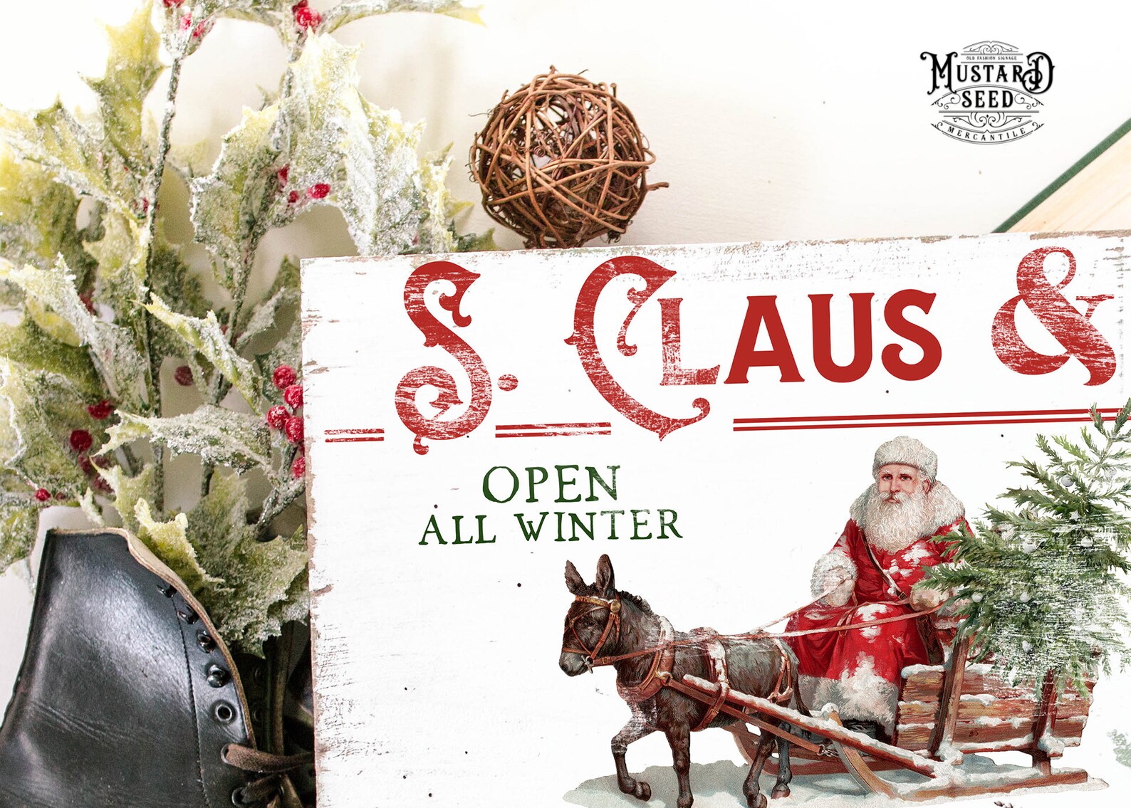 Santa Claus Sign Santa decor Rustic Christmas sign | Etsy