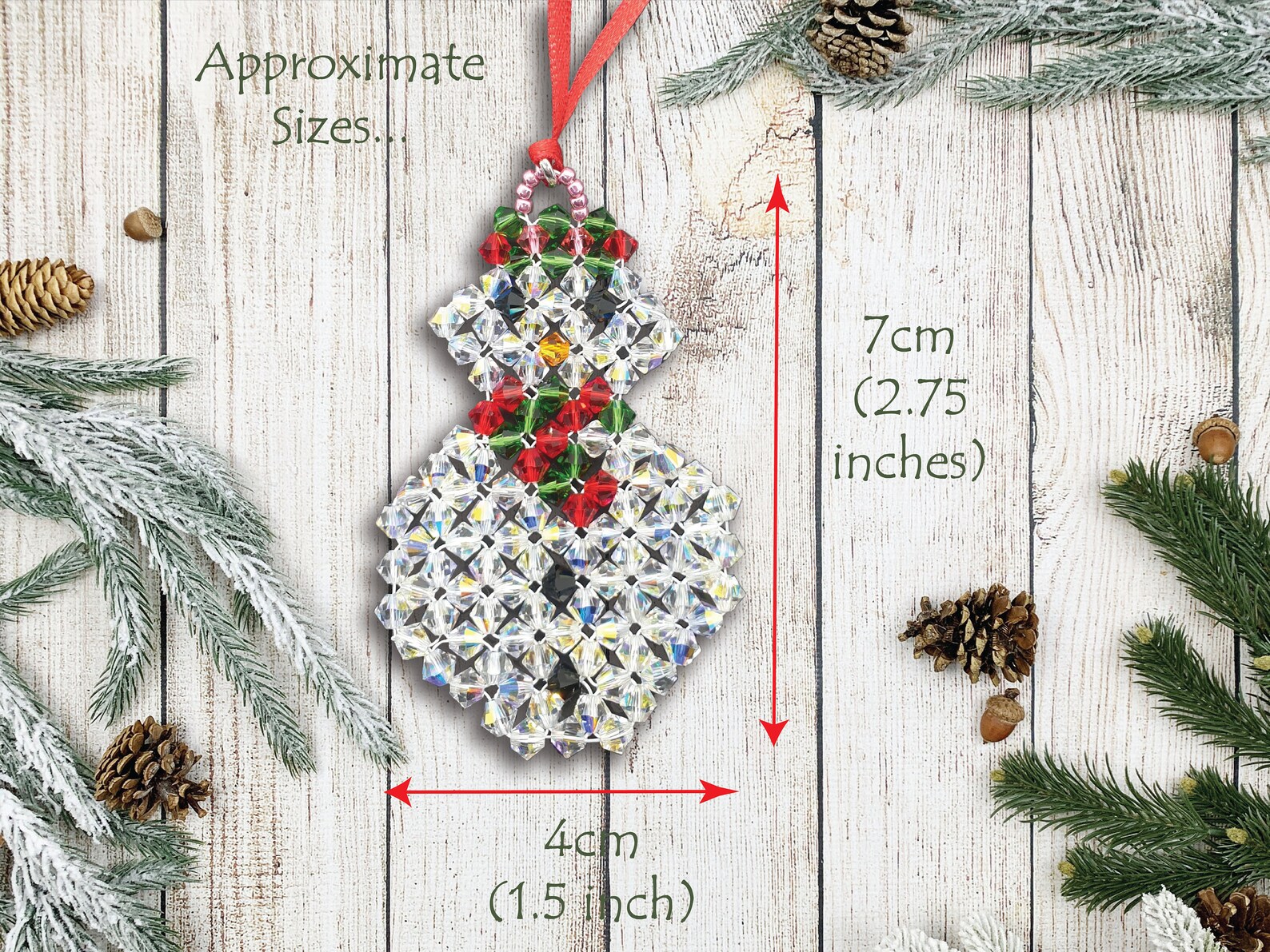 Christmas Beading Ornaments Pattern. DIY Beaded Christmas Snowman ...