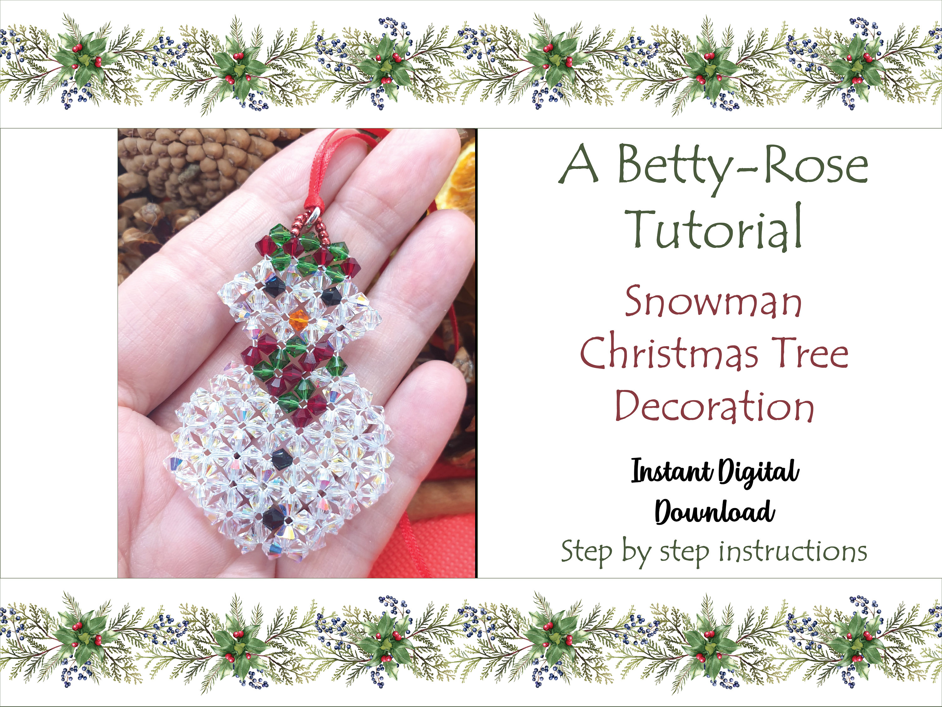 Christmas Beading Ornaments Pattern. DIY Beaded Christmas Snowman ...