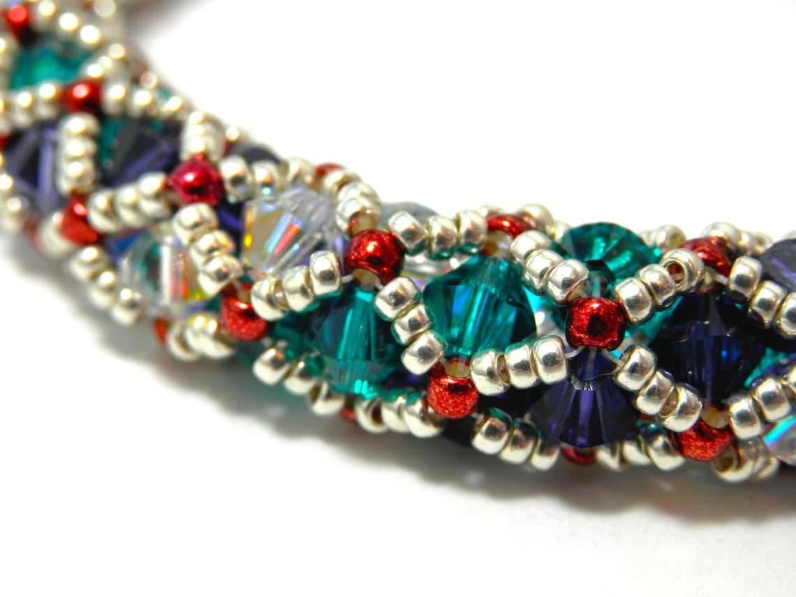 Tutorial for Netted Bracelet Bangle Made With Crystals and - Etsy