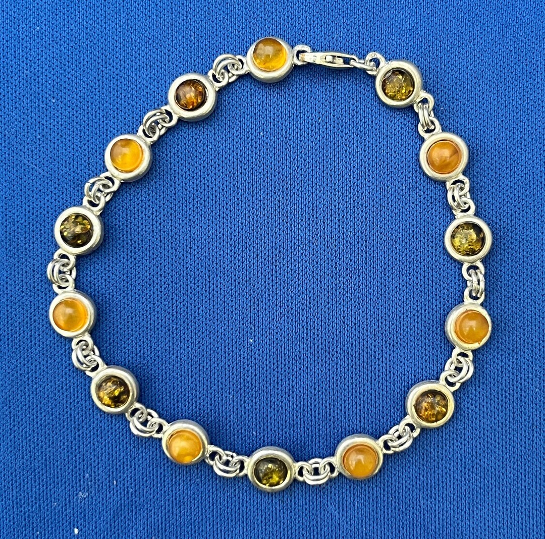 Gorgeous Sterling Amber Cabochon Chain Fashion Bracelet - Etsy