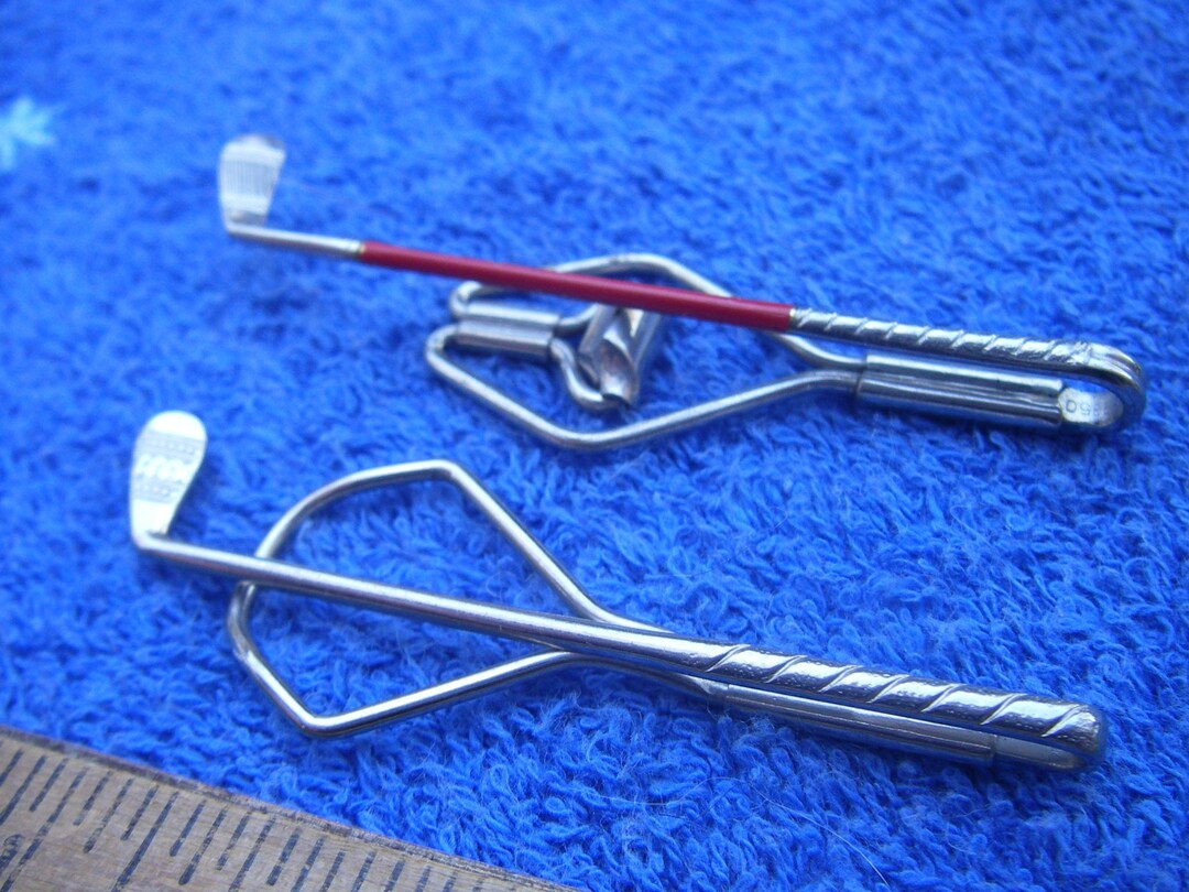 SET OF TWO Golf Club Shaped Engraved Detailed Tie Clips - Etsy