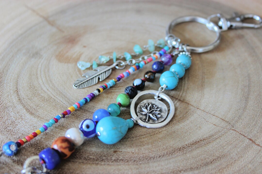 Evil Eye Bag Charm, Boho Beaded Purse Charm, Boho Chic Hippie Beaded ...