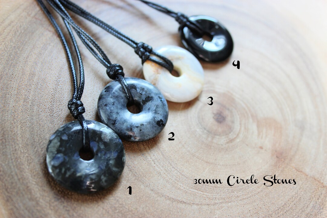 Circle Stone Necklace, Pi Stone Necklace, Adjustable Cord Necklace ...