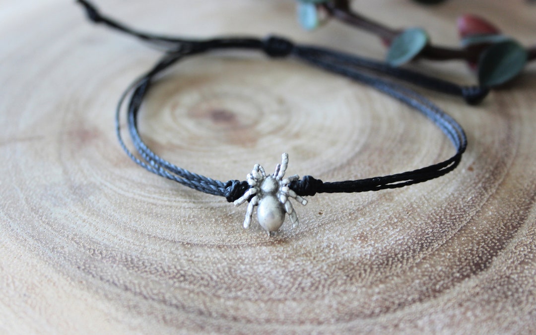 Spider Cord Bracelet, Black Cord Bracelet, Spider Double Cord Bracelet ...