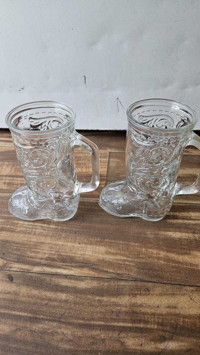 Vintage Cowboy Boot, Glass Beer Mugs, Set of 2 - Etsy