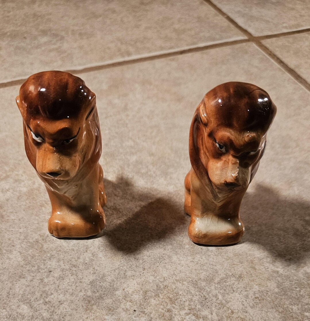 Lion Salt and Pepper Shakers, Brown Tan, Made in Japan Bin 901G - Etsy