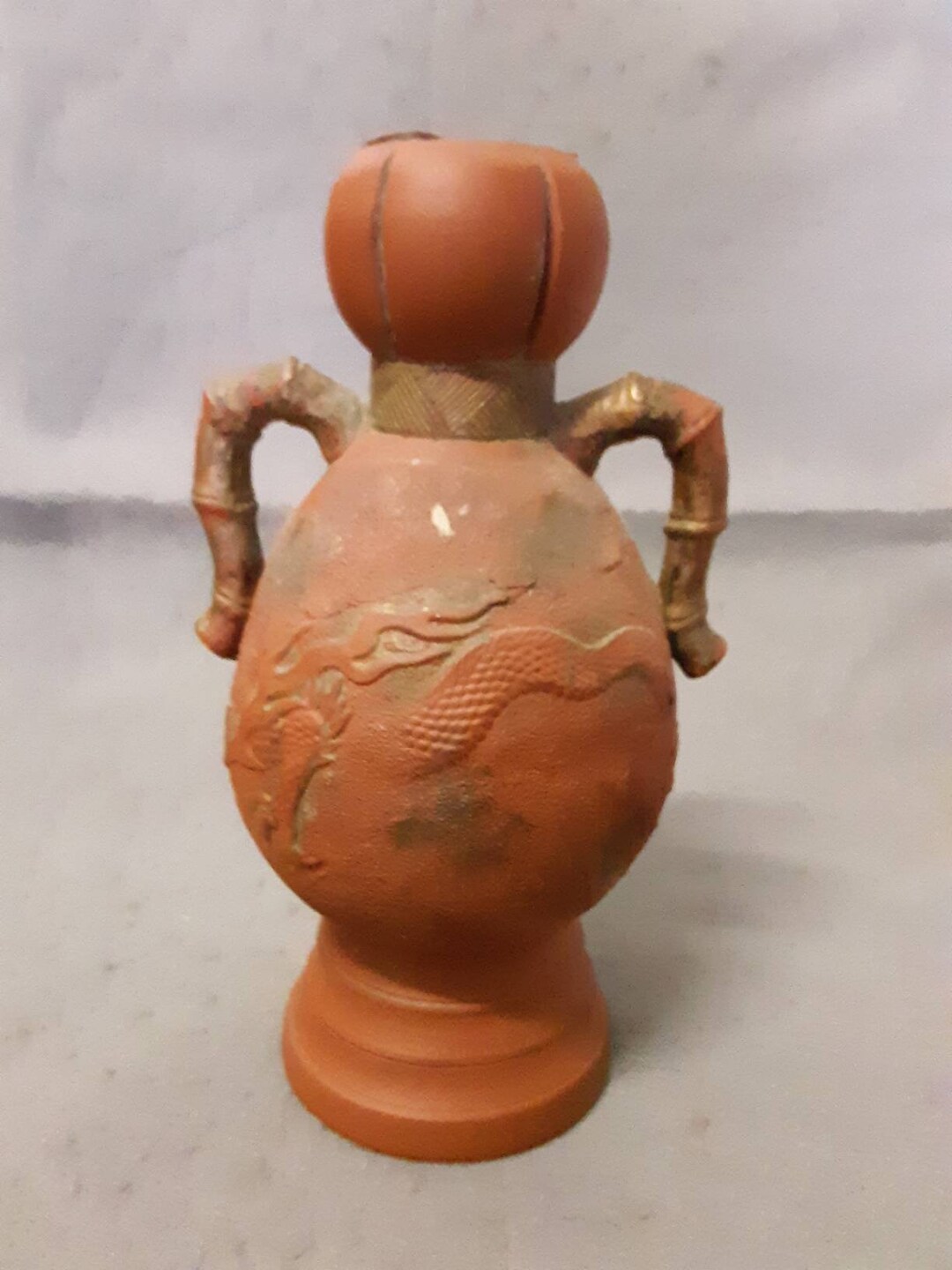 Vintage Dragon Design Oriental 2 Handle Vase Redware Look Vase - Etsy