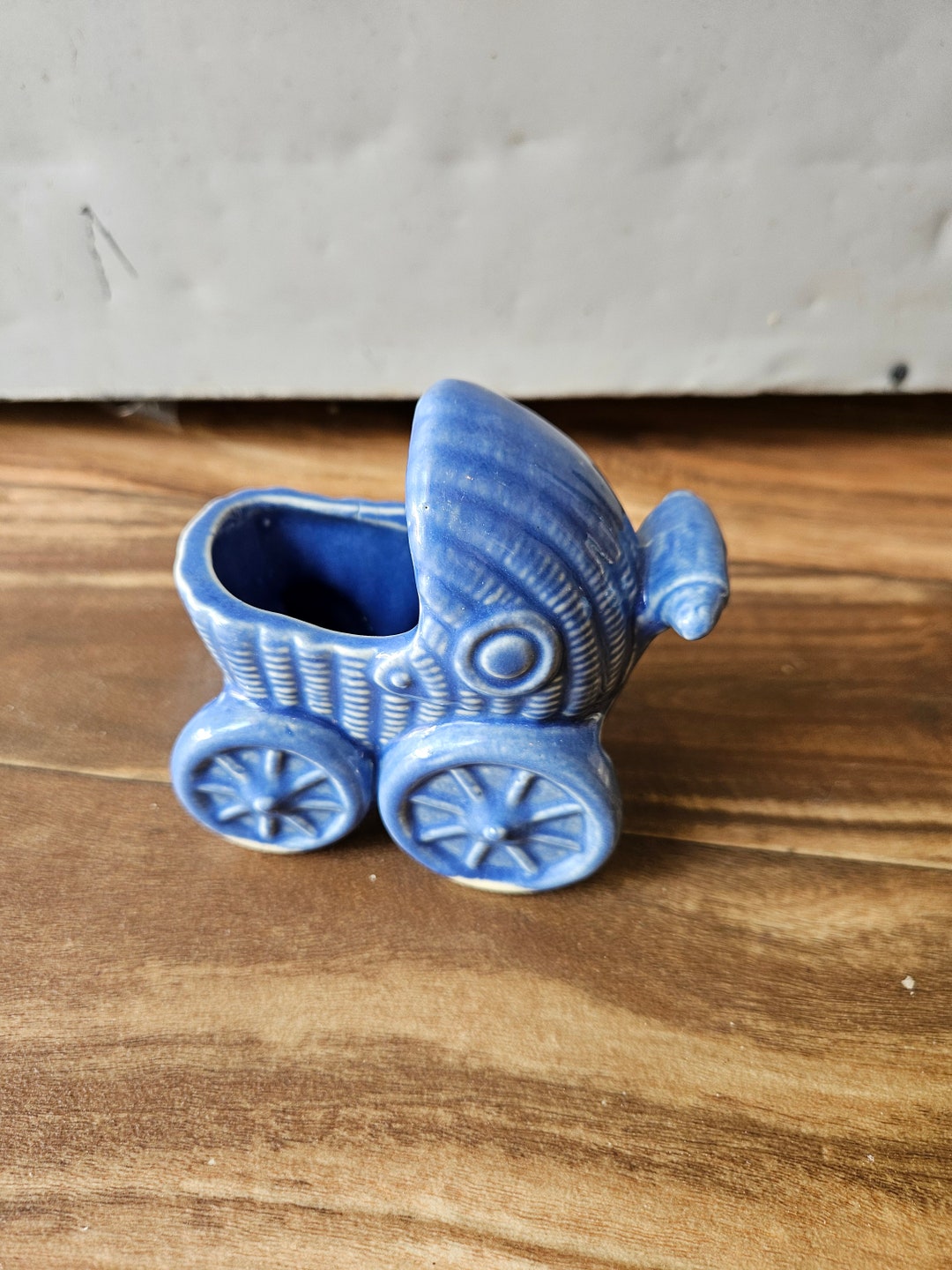 Baby Carriage Shape Planter Ceramic Blue Baby Planter - Etsy