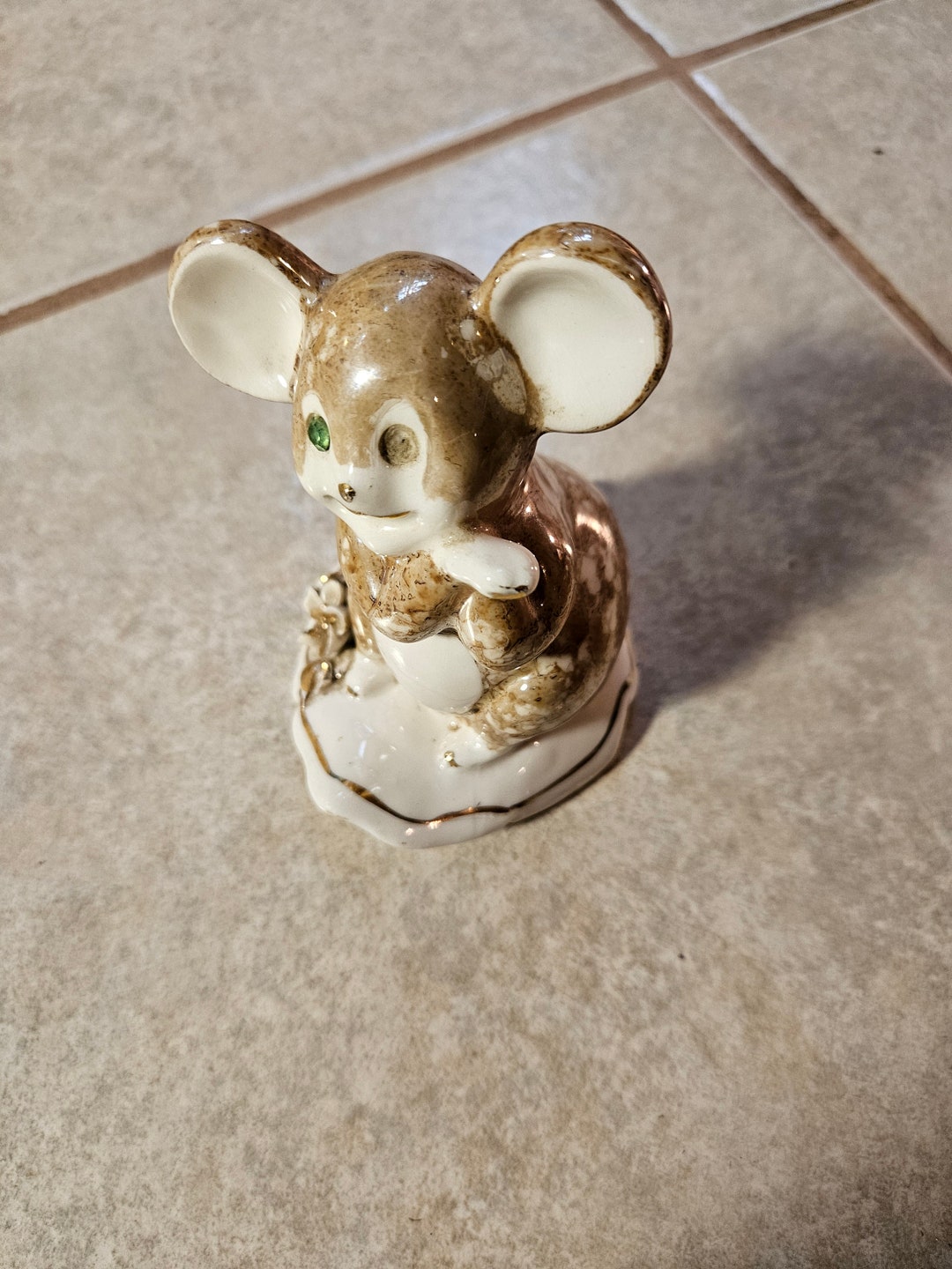 Big Ear Mouse Figurine With Sugar Texture, Mouse Figurine With Initial ...