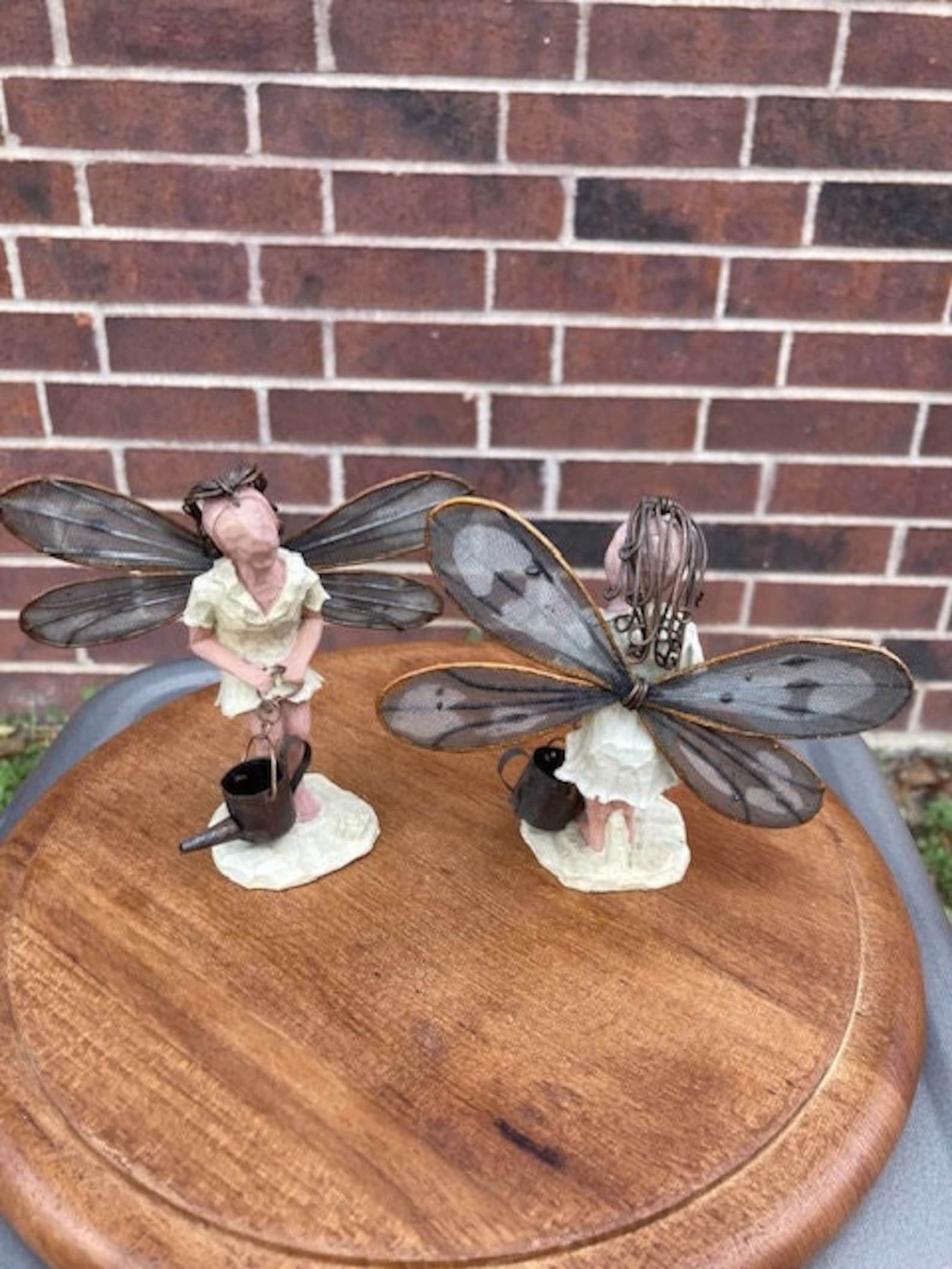 Fairies Figurines Carrying a Metal Bucket "enchanted Wings" by S.S ...
