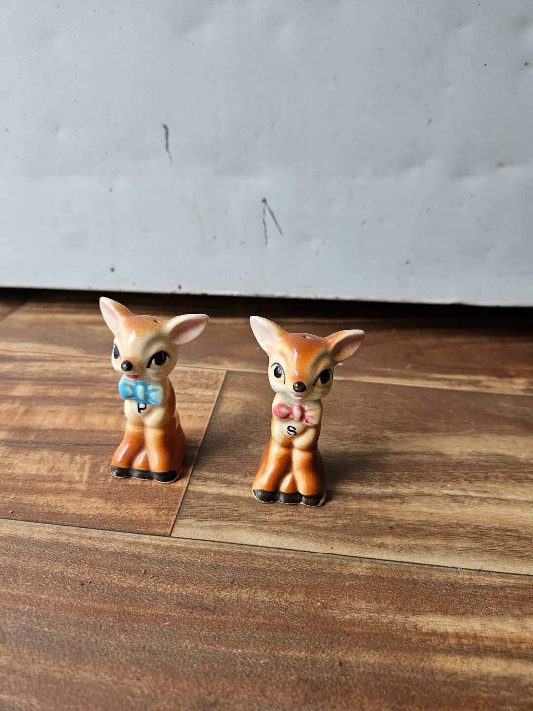 Fawn Deer Salt and Pepper Shaker Set Kitschy Anthropomorphic Deer With ...