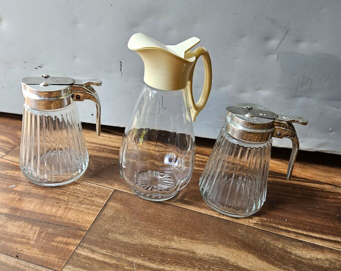 Old Glass Syrup Pitchers Set of 2 - Etsy