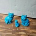 Blue Cats Figurines Set of 3 Chinese Porcelain Ceramic Turquoise Blue ...
