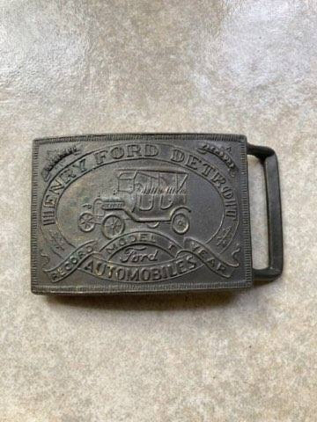 1980s Henry Ford Detroit Automobile Model T Commemorative Belt Buckle ...
