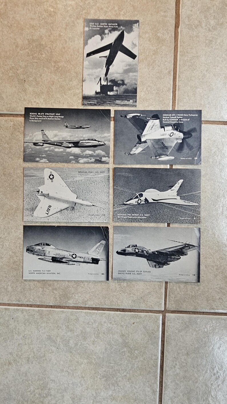Vintage USAF Aircraft ID Cards, Collectible Military Plane Photos, Lot ...