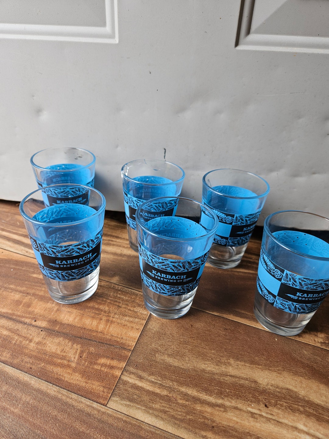 Karbach Brewing Company Beer Glasses With Blue Trim Libbey Dura Tuff ...