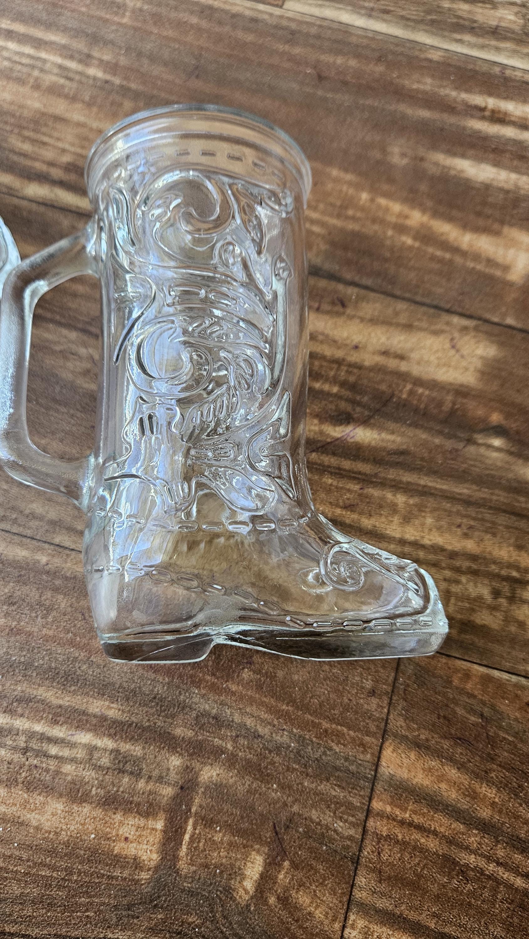 Vintage Cowboy Boot Glass Beer Mugs, Set of 2 - Etsy