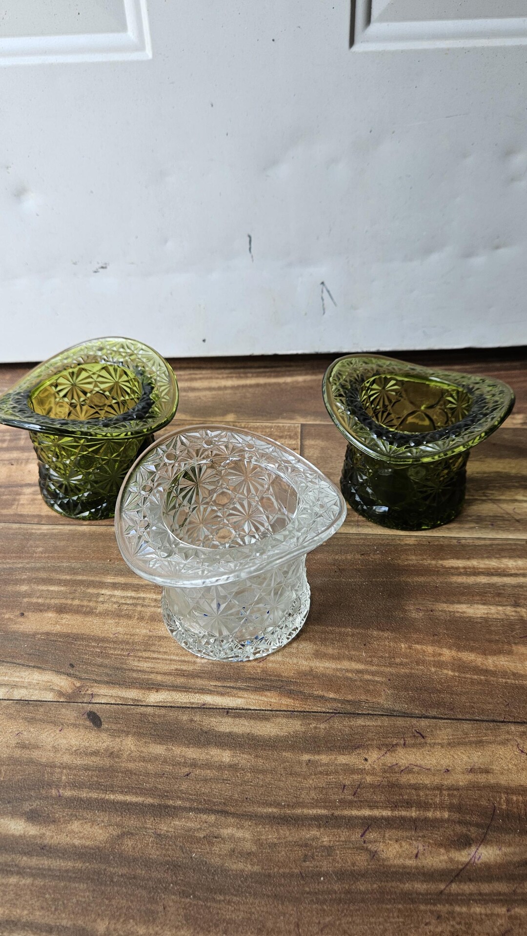 Fenton Glass Top Hats set of 3, Beautiful Shades of Green, 3 Green and ...