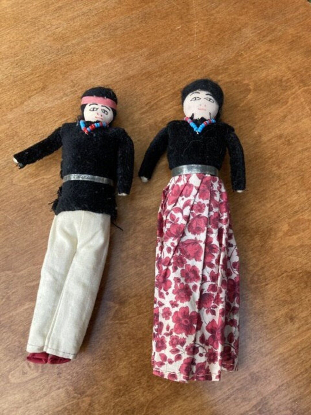 Vintage 1930’s Native American Navajo Hand Made Dolls With Real Metal ...
