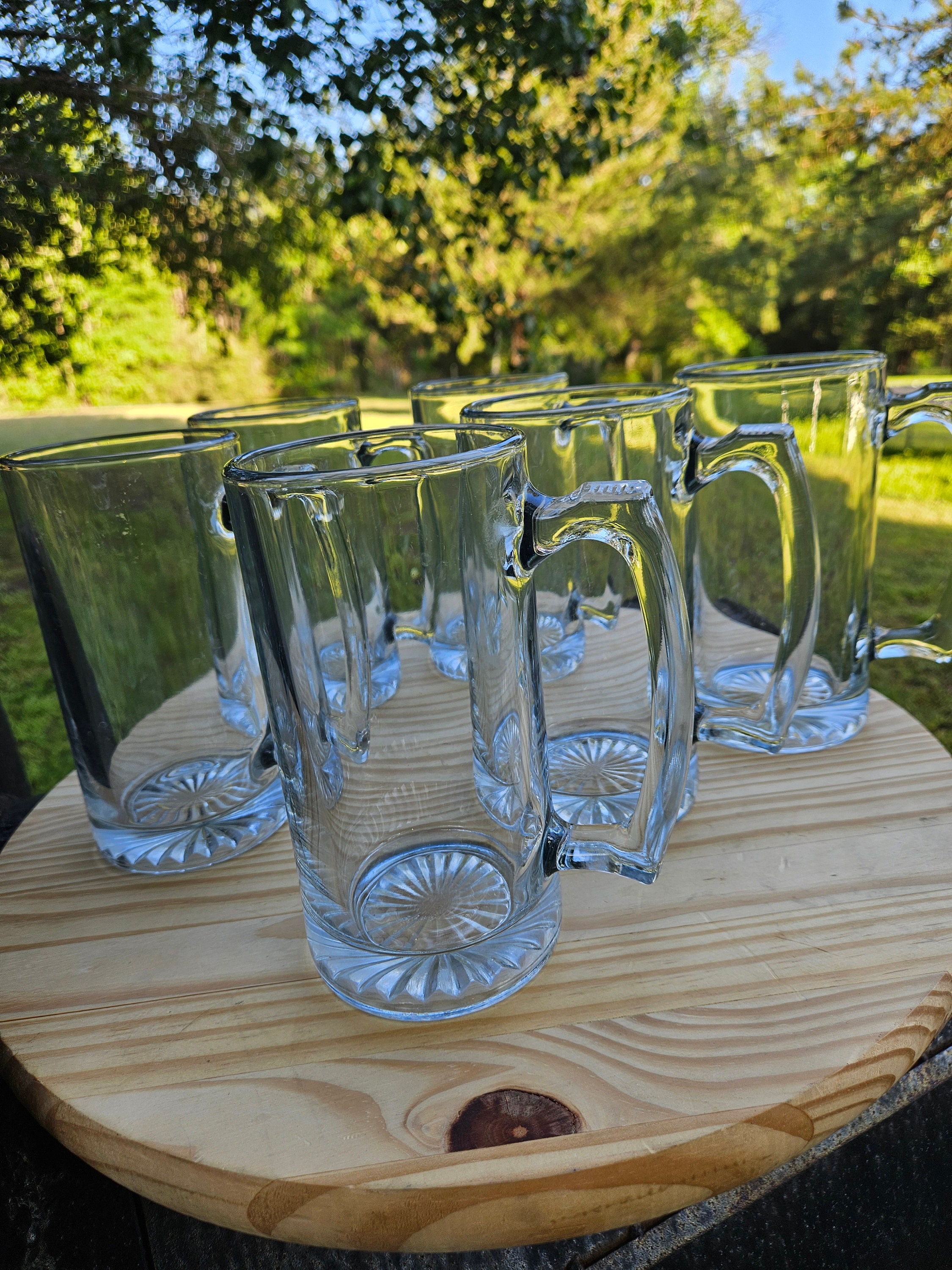 German Style Glass Beer Steins With Thumbprint, Set of 6 Bin 541 - Etsy