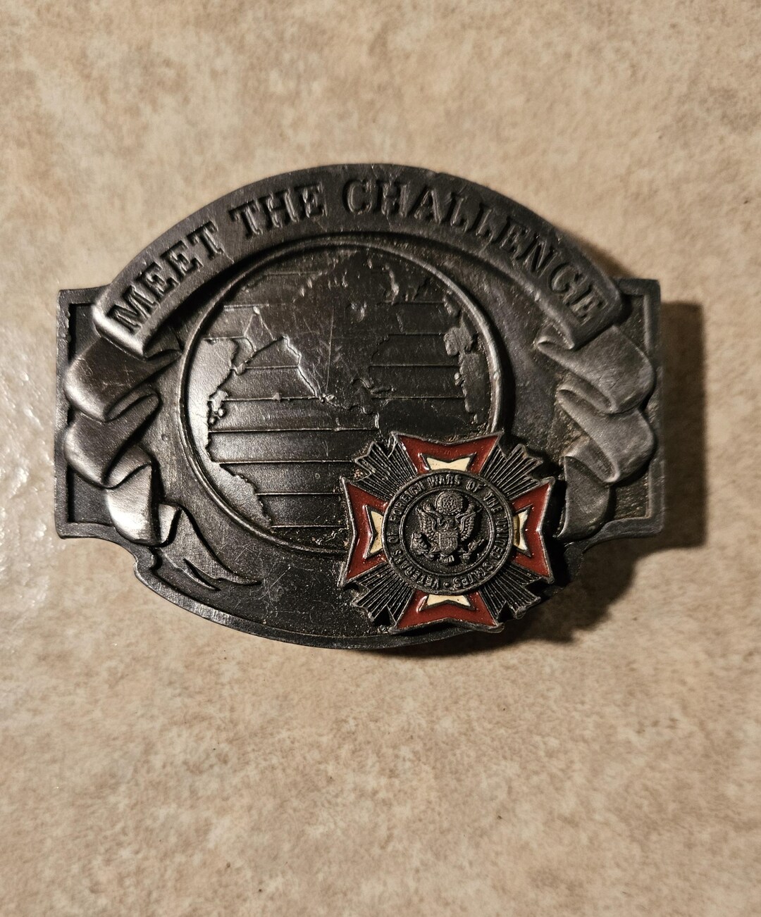 VFW 1991 Limited Edition "meet the Challenge" Belt Buckle, #579 of 5000 ...