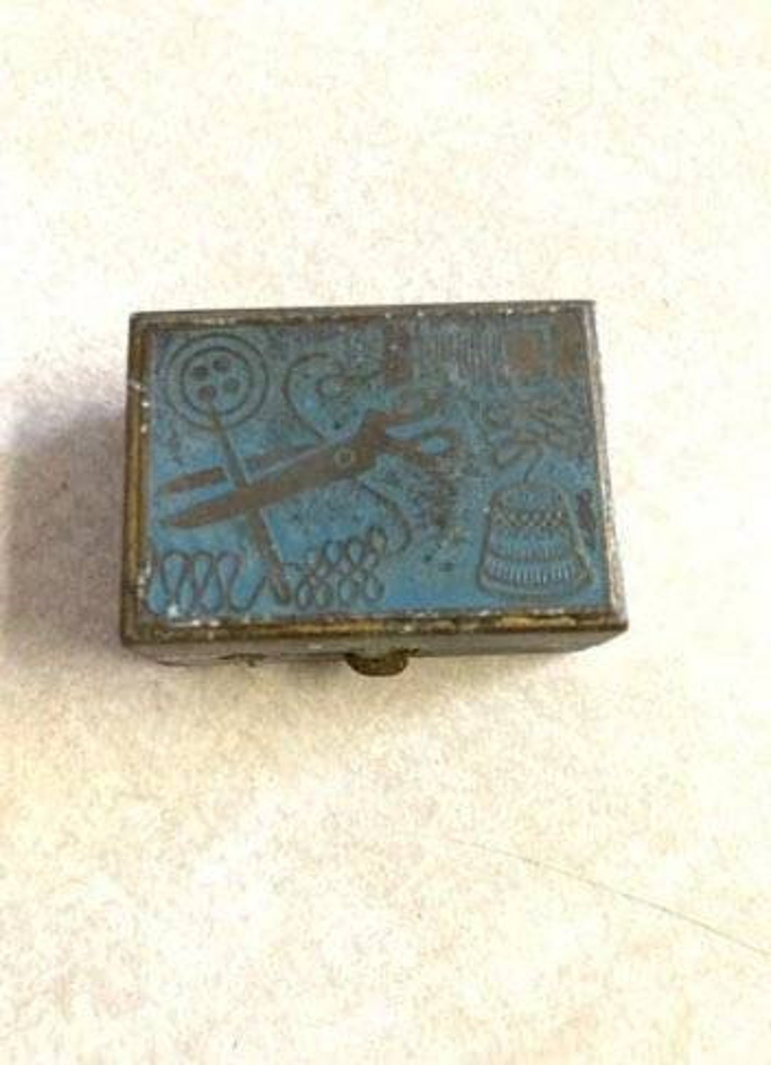 Thimble Sewing Kit Tin, Gift, Sewing Tools, Push Clasp, Cooper ...
