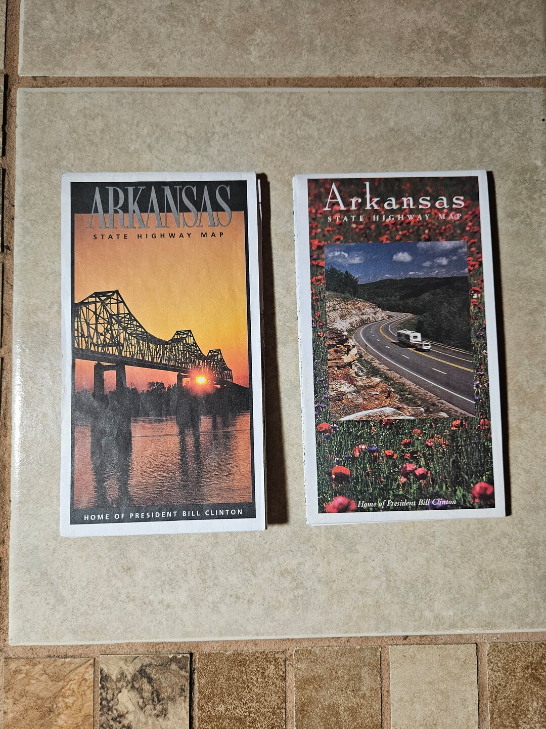 1995 & 1998 Vintage Maps of Arkansas, Home of President Bill Clinton ...