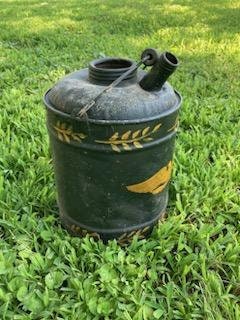 Very Old Metal Gas Can With Galvanized Vintage Painted Gold Eagle ...