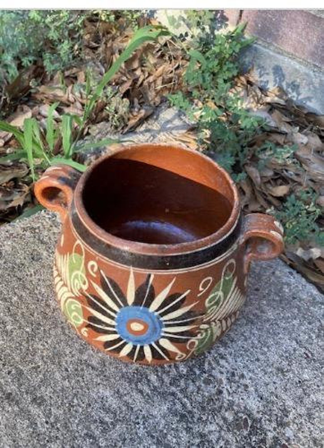 Authentic Mexican Pottery Clay Pot, Marked Mexico, Double Handle Pot ...