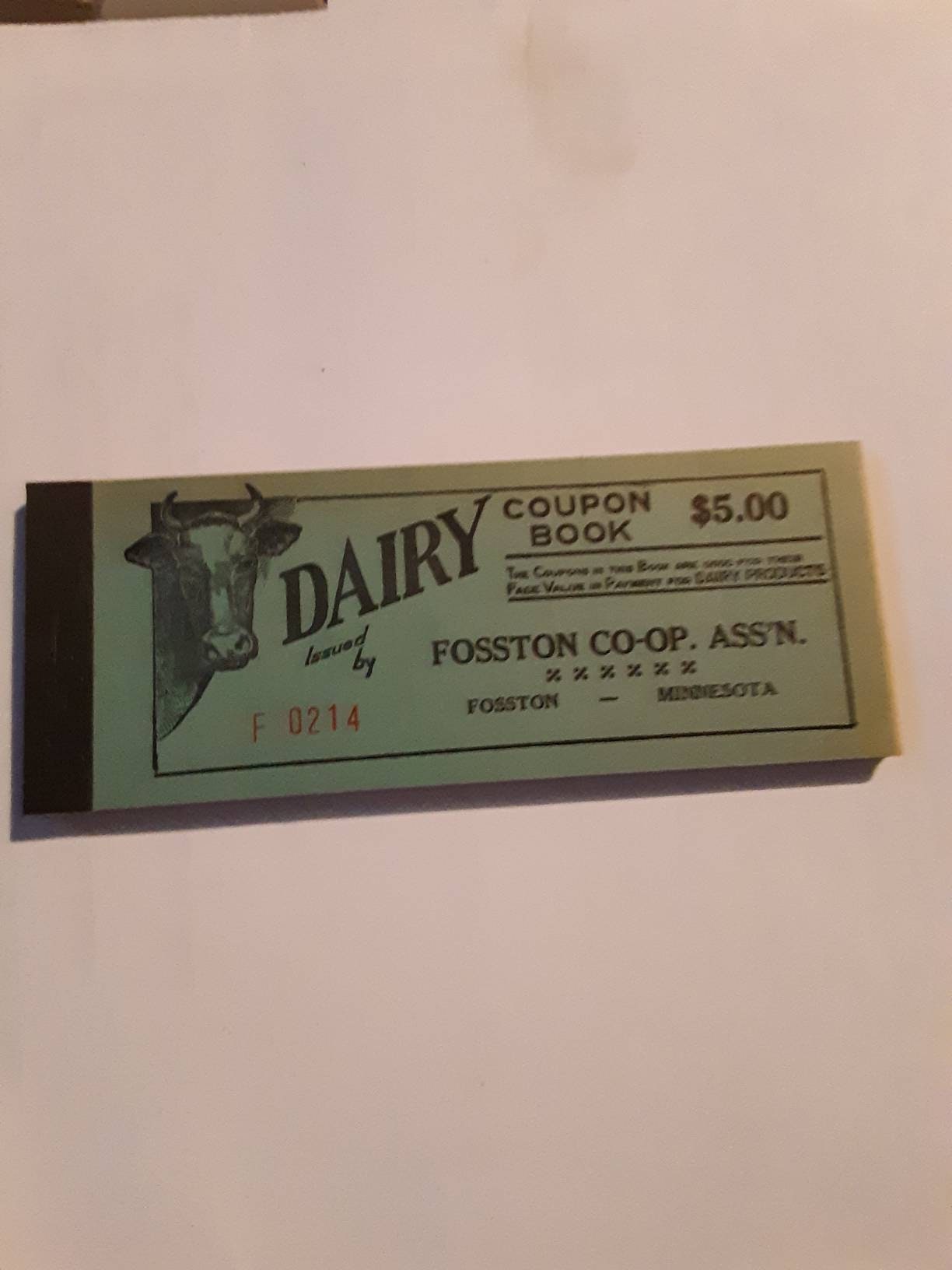 Dairy Coupon Book Fosston CO-OP. Ass'n. Fosston Minnesota Unused Dairy ...