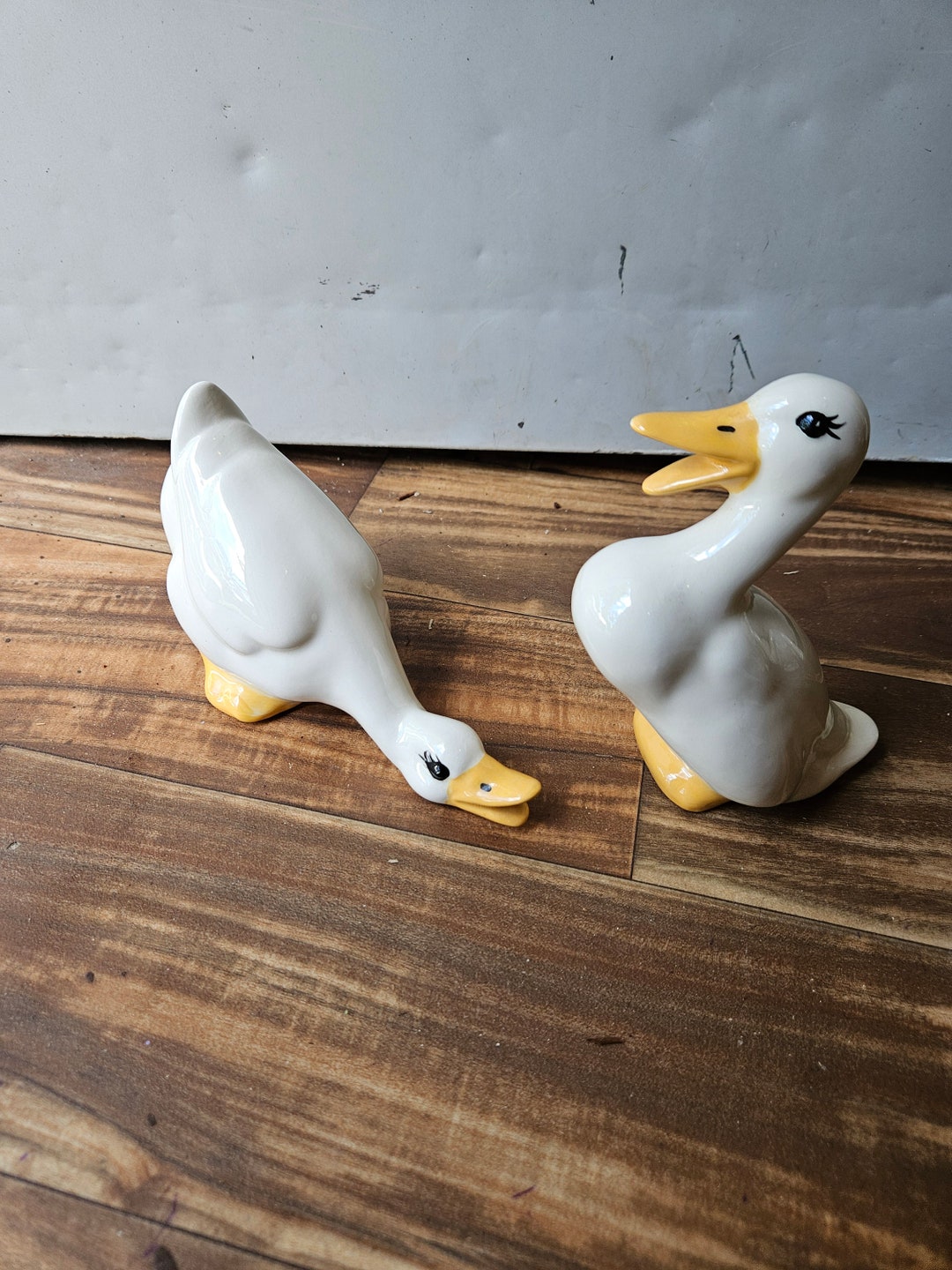 Ceramic Set of 2 Ducks Figurines - Etsy