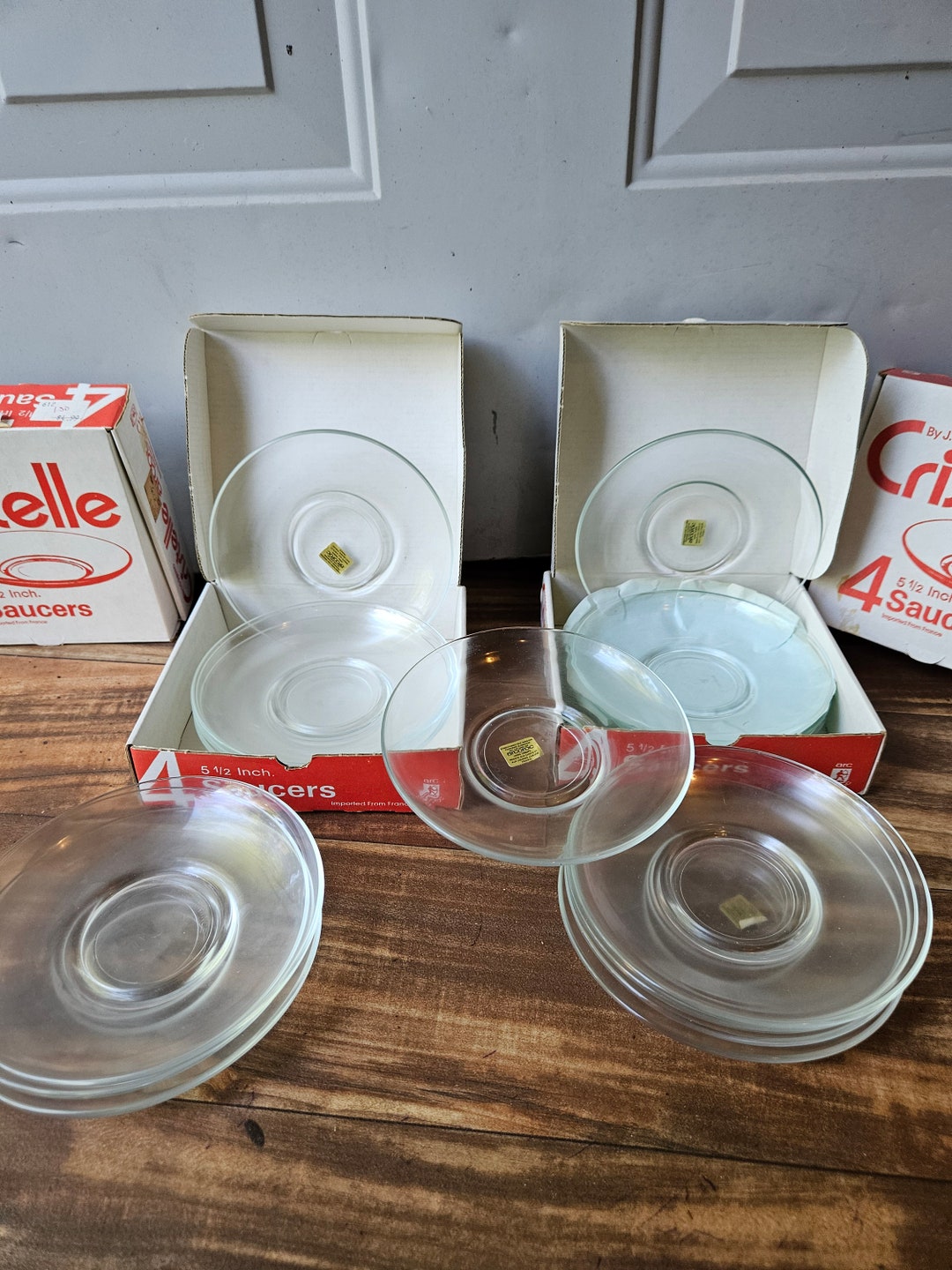 Cristelle Glass Saucers by JG Durand Saucers 16 Saucers Arcoroc ...