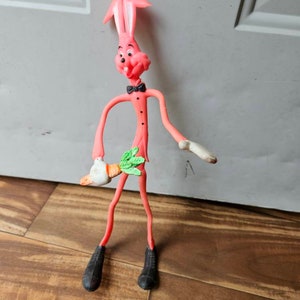 Bendy Wire Rabbit Vintage Bendy Rubber Rabbit Pink With Carrots Bendy ...