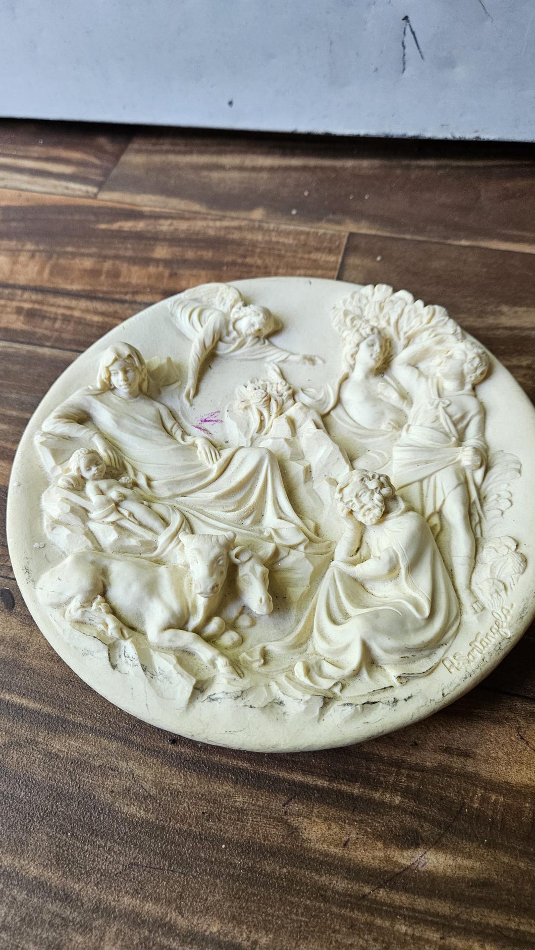 Vintage Nativity Alabaster Plate, Alberto Santangela 1984 - Etsy