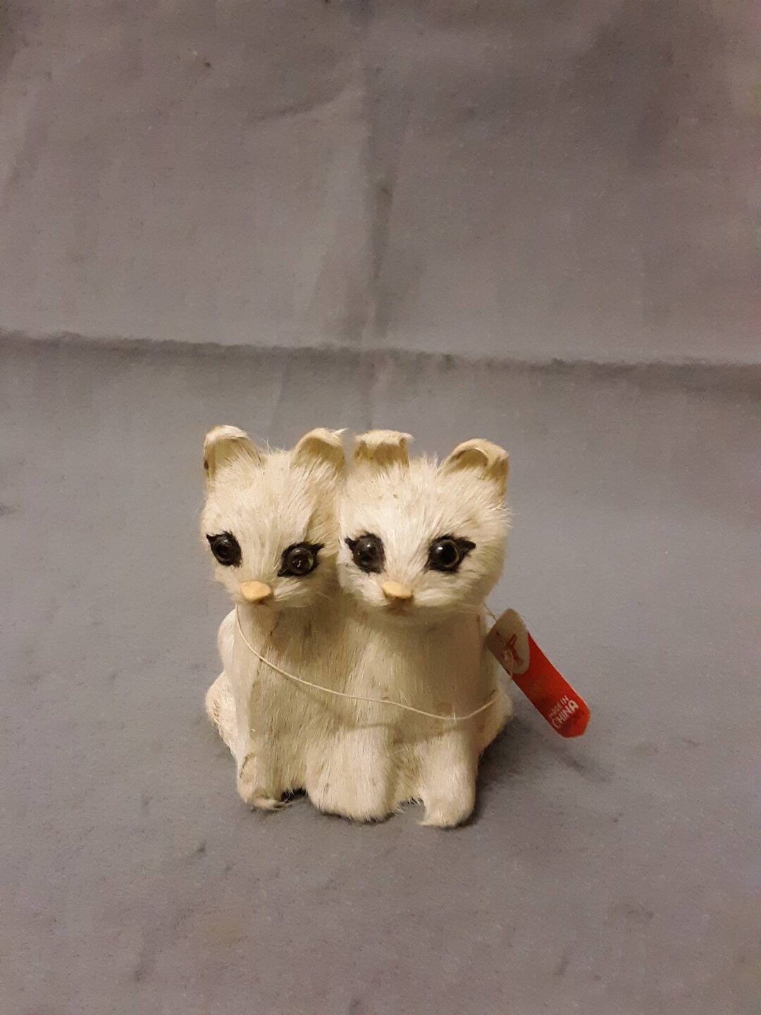 Beige Cats With Shiny Clear and Black Eyes Tan Nose and Real Fur Double ...