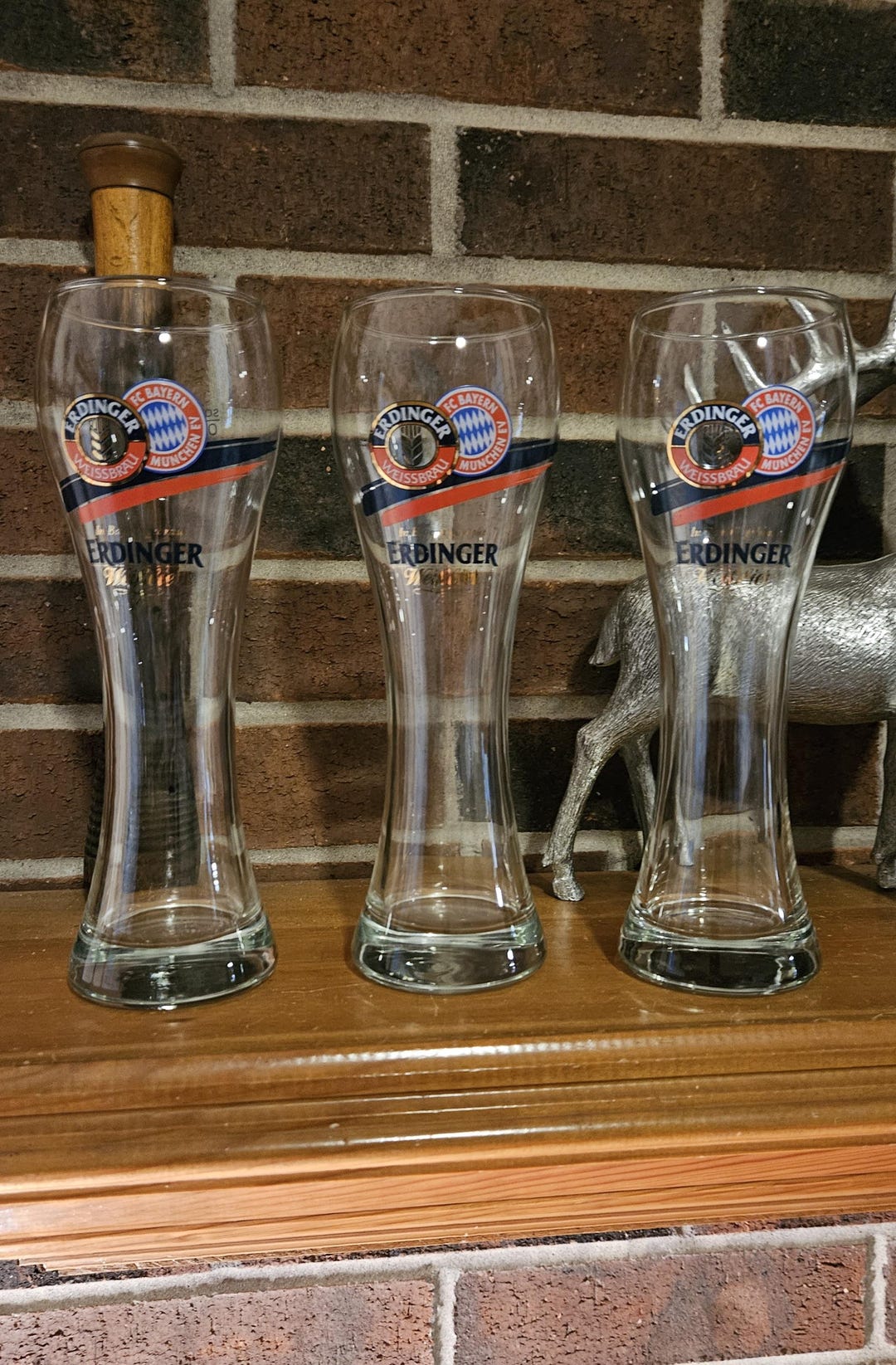 Vintage Erdinger Weissbrau German Pilsner Beer Glass, Red Dark Blue and ...
