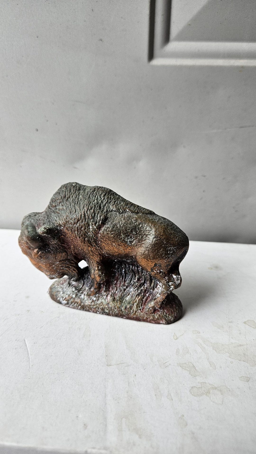 Buffalo Bonded Pecan Shells Sculpture Vintage Rare Buffalo Figurine ...