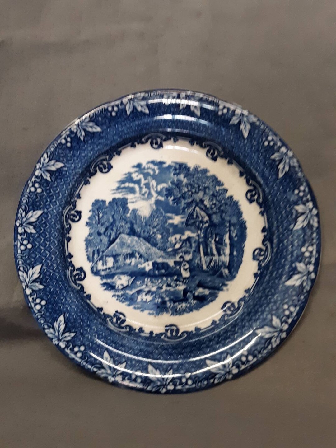 Farm Flo Blue Plate Farm England Plate - Etsy